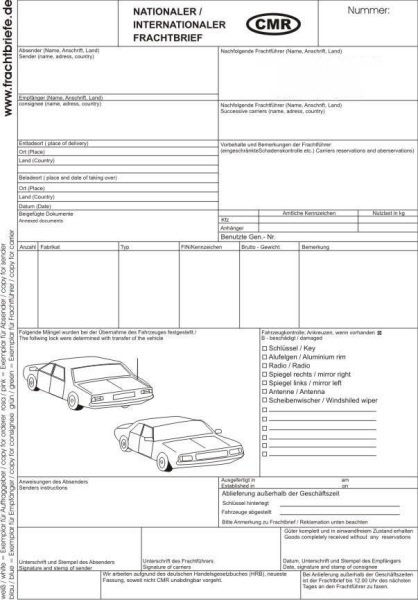 CMR Auto Frachtbrief - 5000 Formulare CMR Auto Frachtbrief - 5000 Formulare